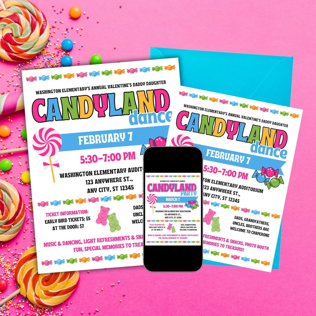 Candyland Flyer, Candyland, Candy Land Invite, Spring Fling, Daddy ...