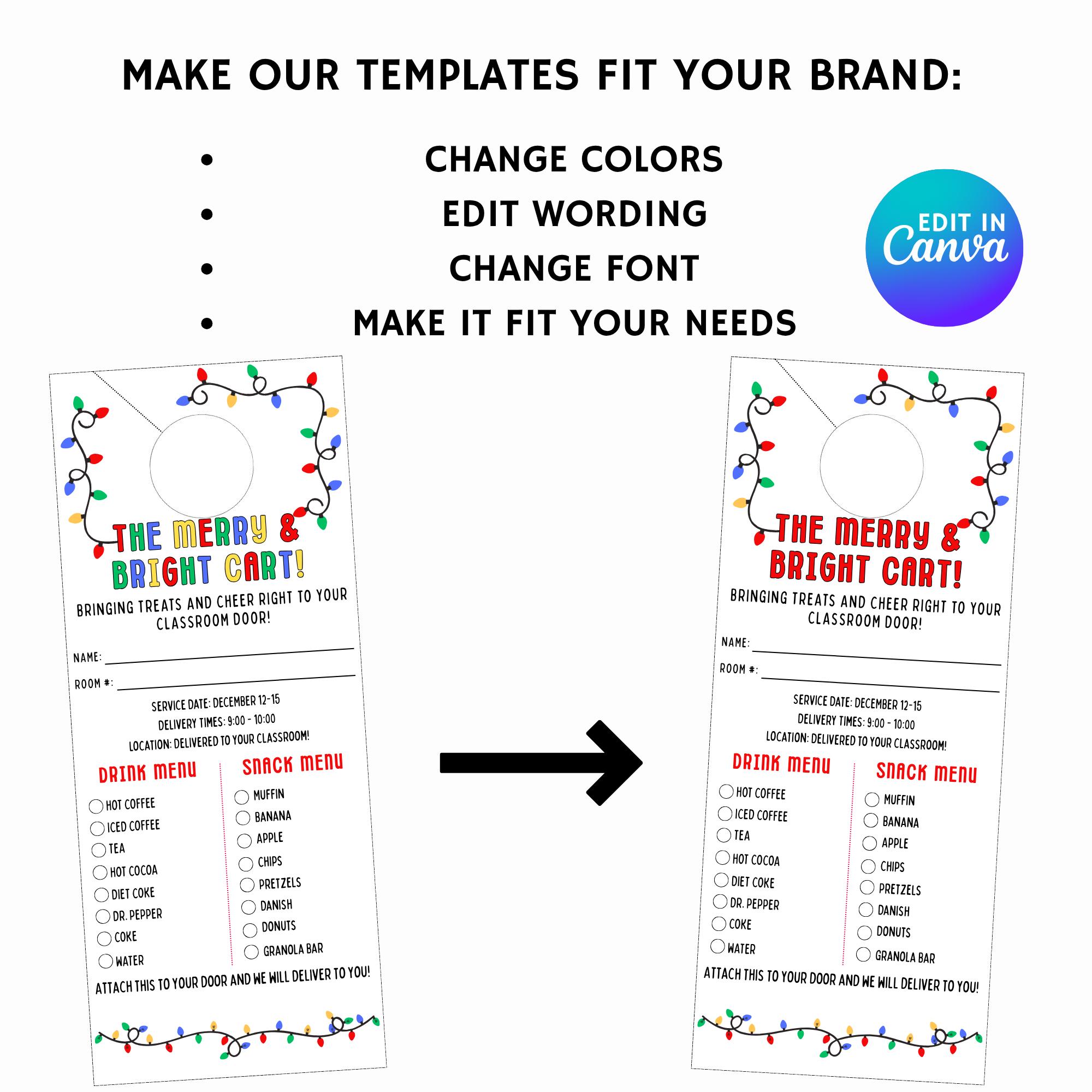 Teacher Appreciation Door Hanger: Editable Room Service Template ...