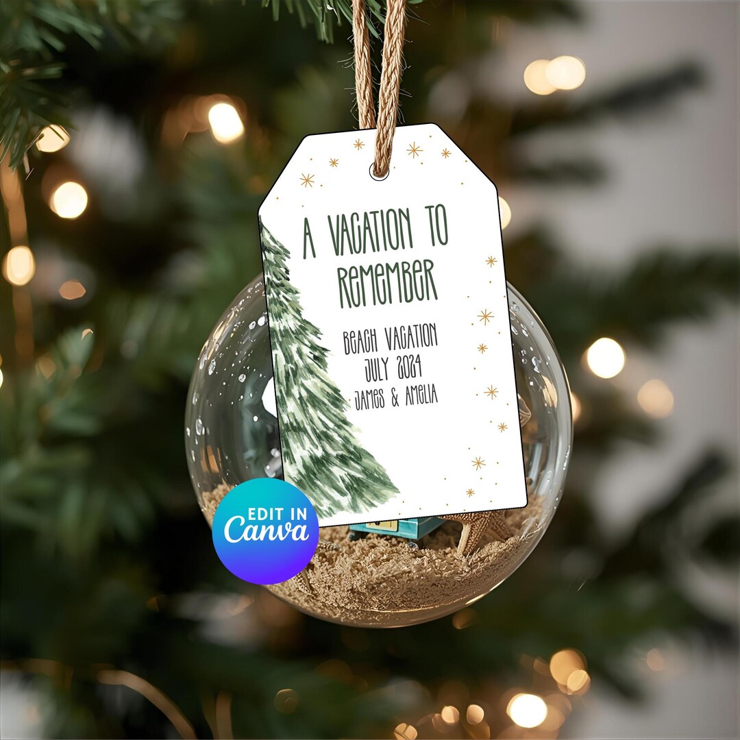 Vacation Ornament Tag: Editable Keepsake, Canva Template (digital ...