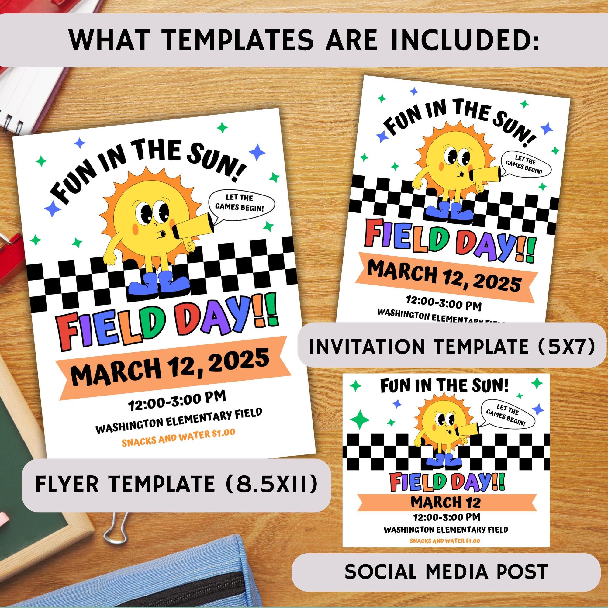 Field Day Flyer Template Bundle: School PTA Event, Editable Canva ...