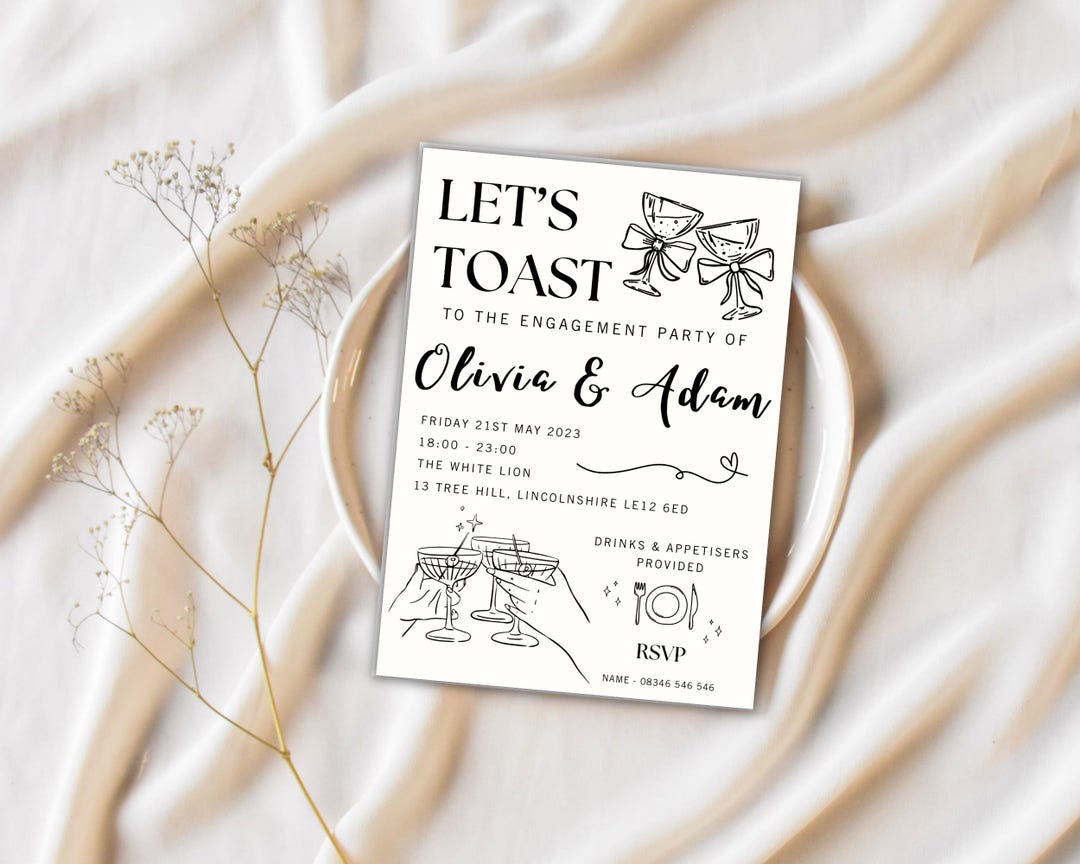 INSTANT DOWNLOAD Engagement Party Invitation| Let’s Toast Theme ...