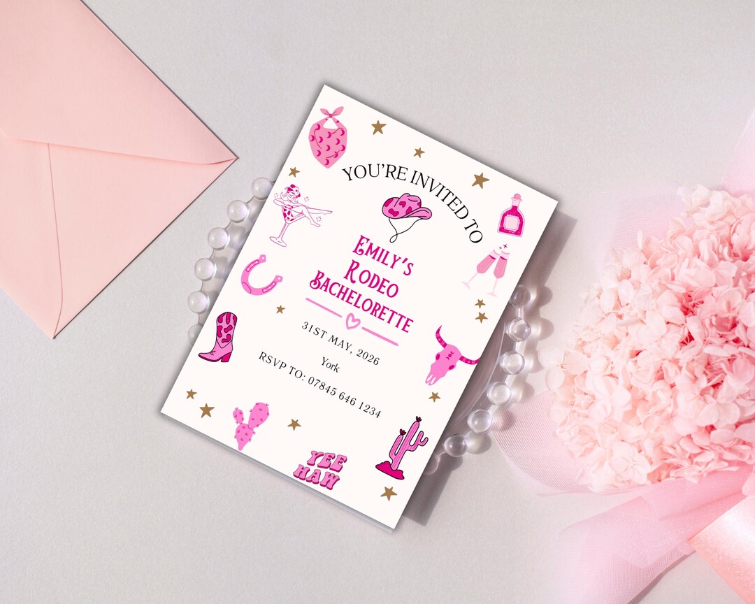Digital Hen Do Invitation| Cowboy Rodeo Themed| Pink Canva Template - Etsy