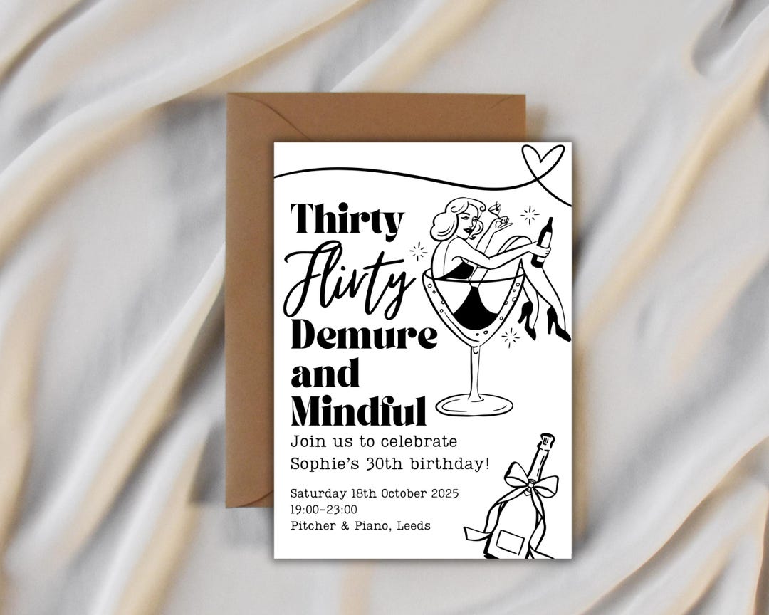 30 Birthday Editable Invitation Template | Thirty Flirty Demure ...