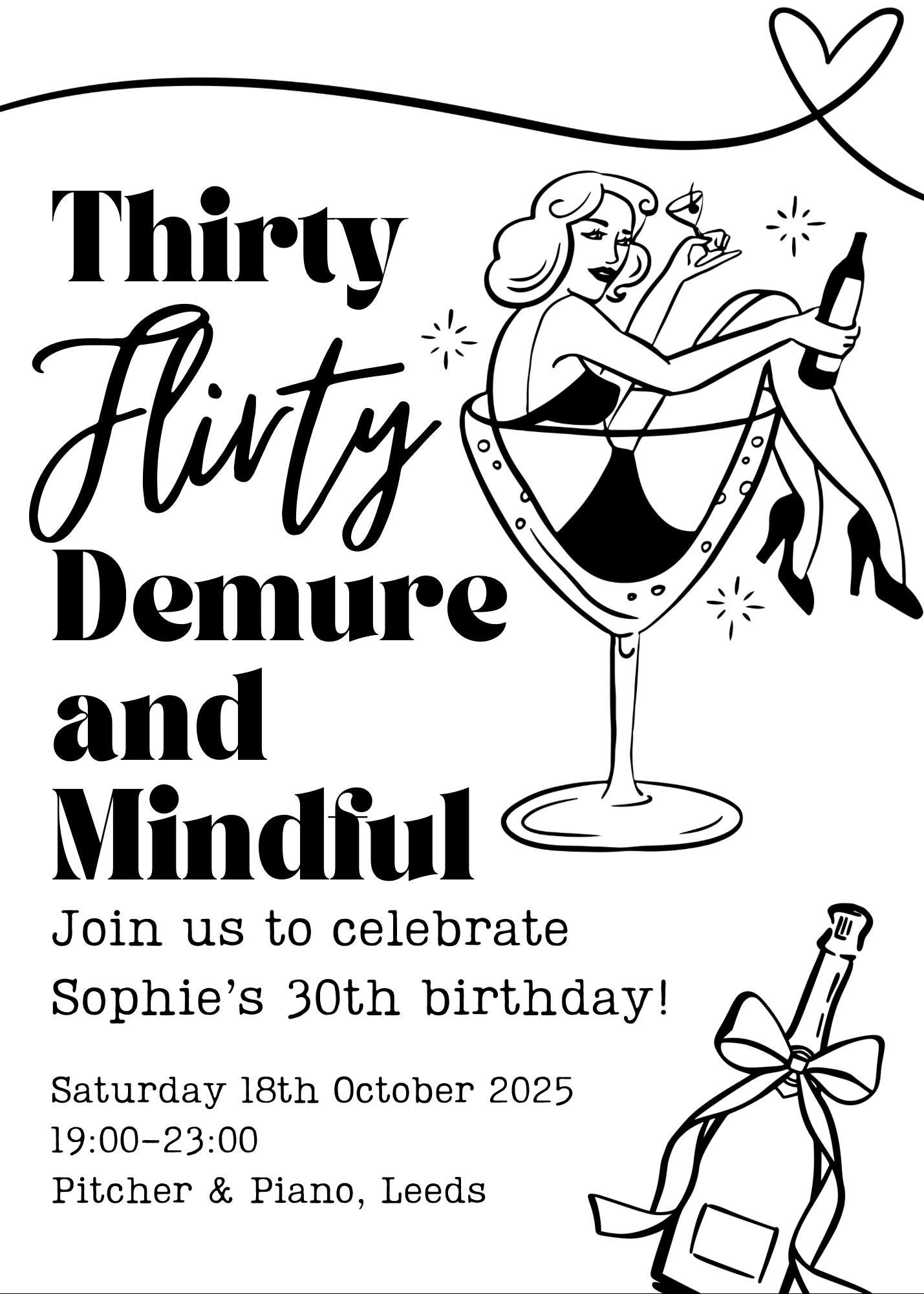 30 Birthday Editable Invitation Template | Thirty Flirty Demure ...