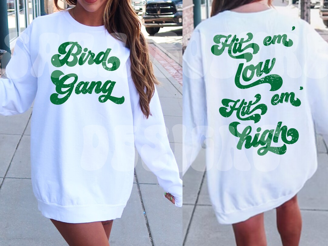 Bird Gang, Retro Eagles Svg, Kelly Green Eagles, Hit Em Low Hit Em High ...