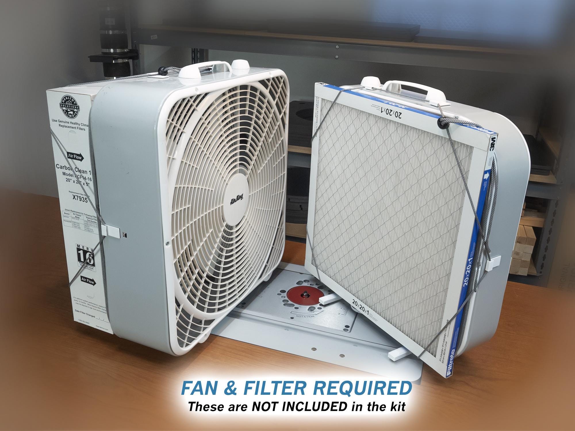 Air filter with box fan store