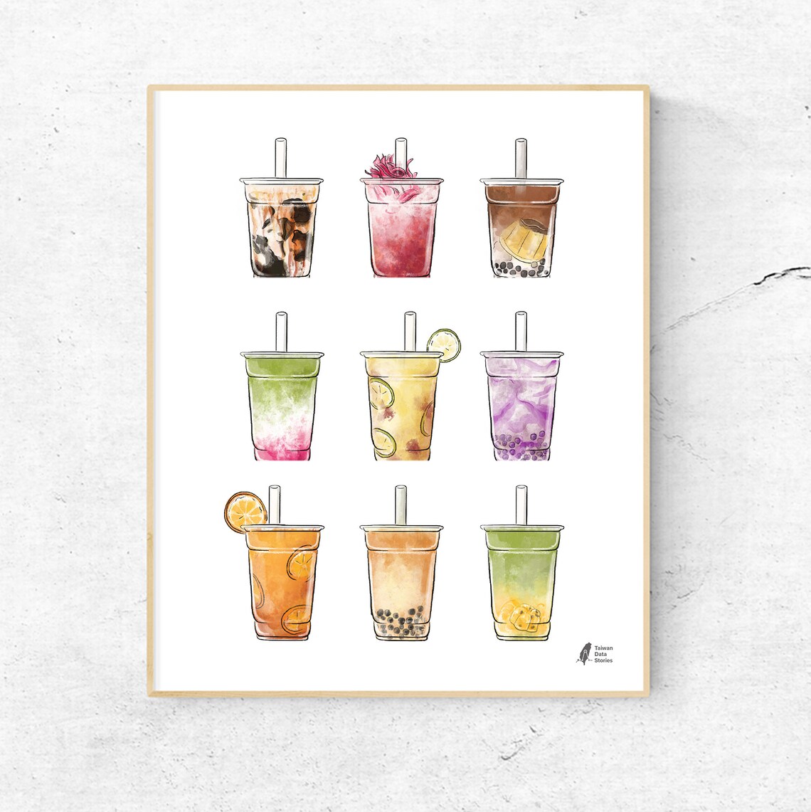 Customized Bubble Tea Collection Art Print Select Your 9 - Etsy