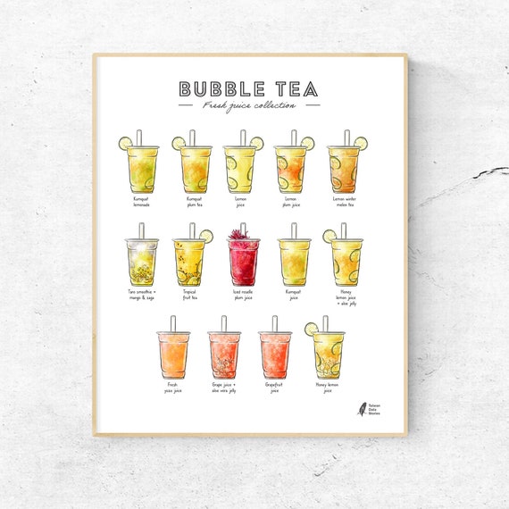 Bubble Tea Collection Art Print Milk Tea Juice Matcha | Etsy