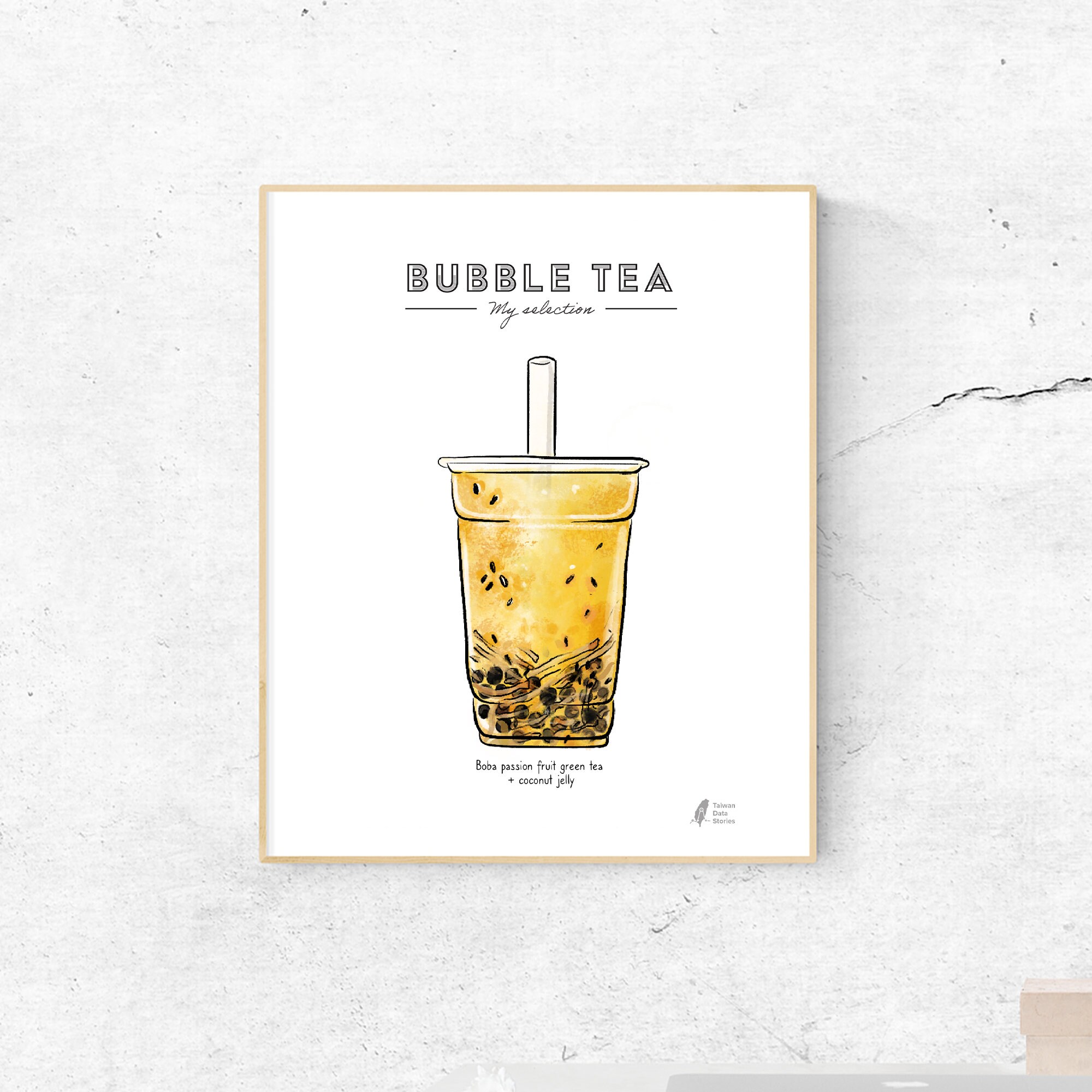 Customizable Bubble Tea Art Print | Personalized Boba Tea Drink Poster ...