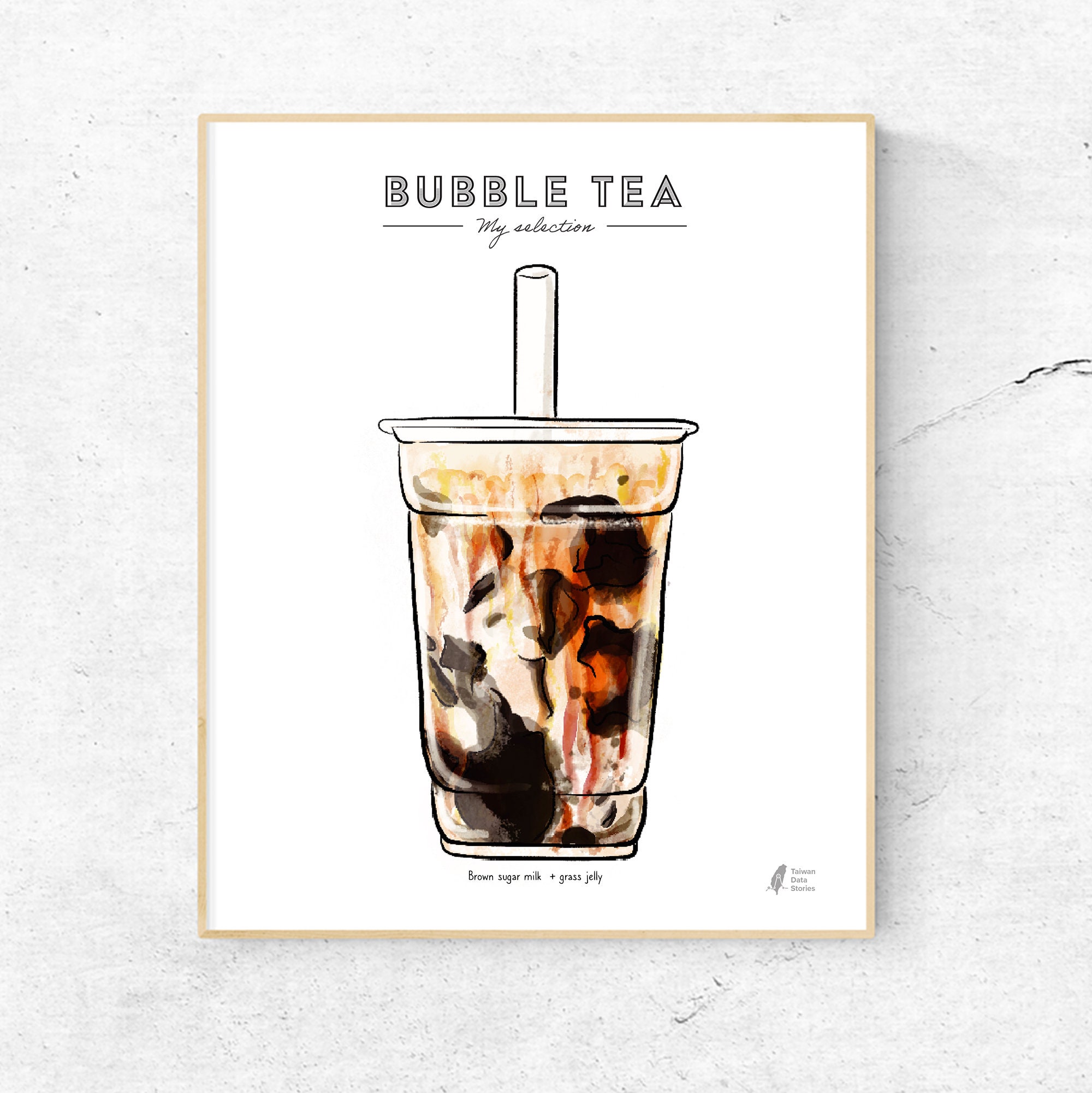 Customizable Bubble Tea Art Print | Personalized Boba Tea Drink Poster ...