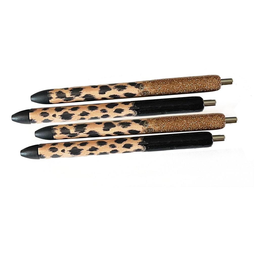 Cheetah Glitter Gel Pens || Refillable Personalized Gel Pens || Glitter ...