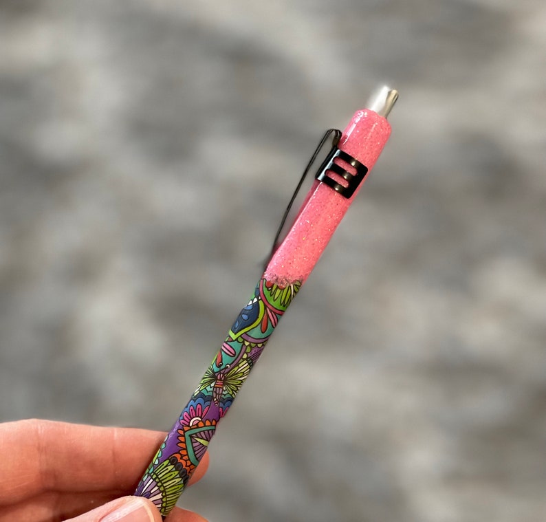 Black Pen Clip for Epoxied Glitter Pens / Epoxy Pen Clip / Removable ...