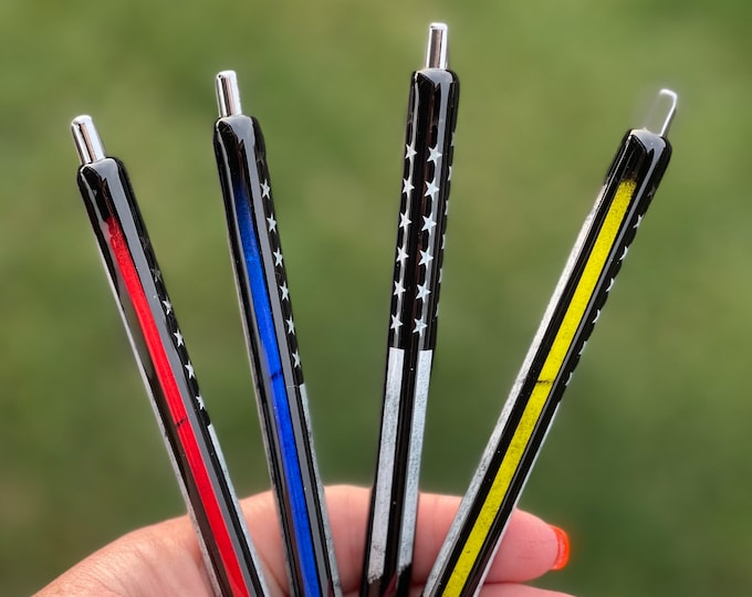Thin Line Flag Pens Refillable Personalized Gel Pens Police Pen ...