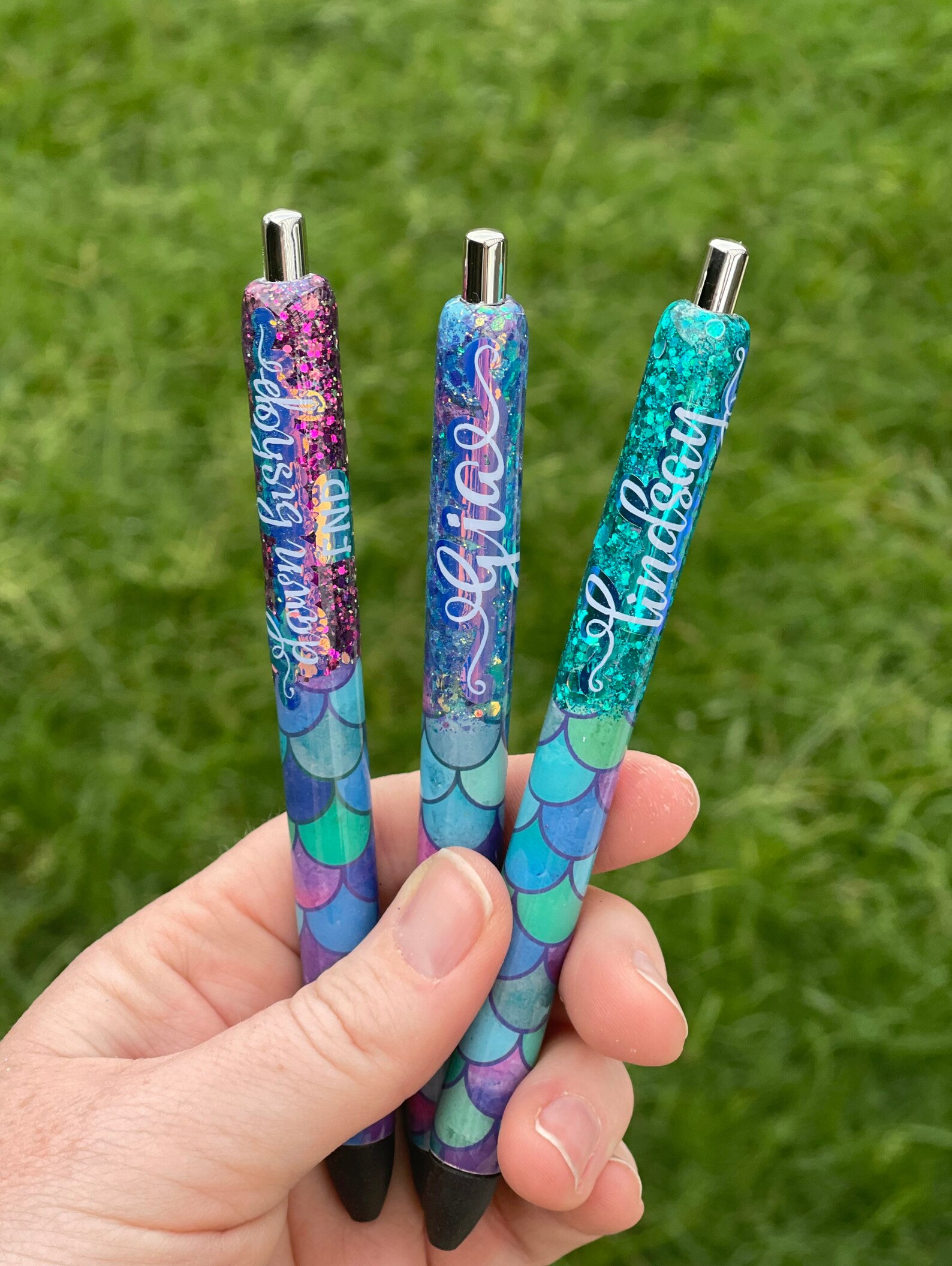 Glitter Mermaid Gel Pens || Refillable Personalized Gel Pen || Glitter ...