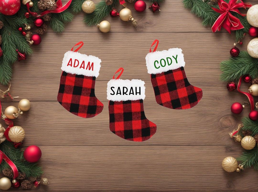 Personalized Red and Black Mini Stockings || Custom Stockings ...