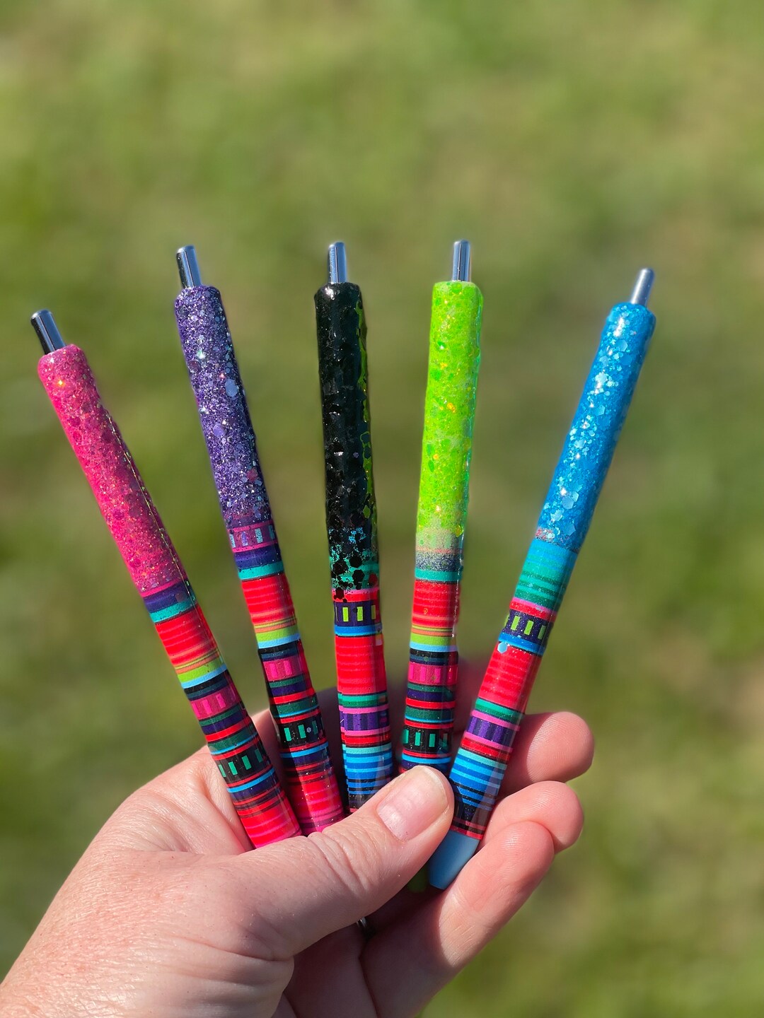 Serape Chunky Glitter Gel Pens || Refillable Personalized Gel Pen ...
