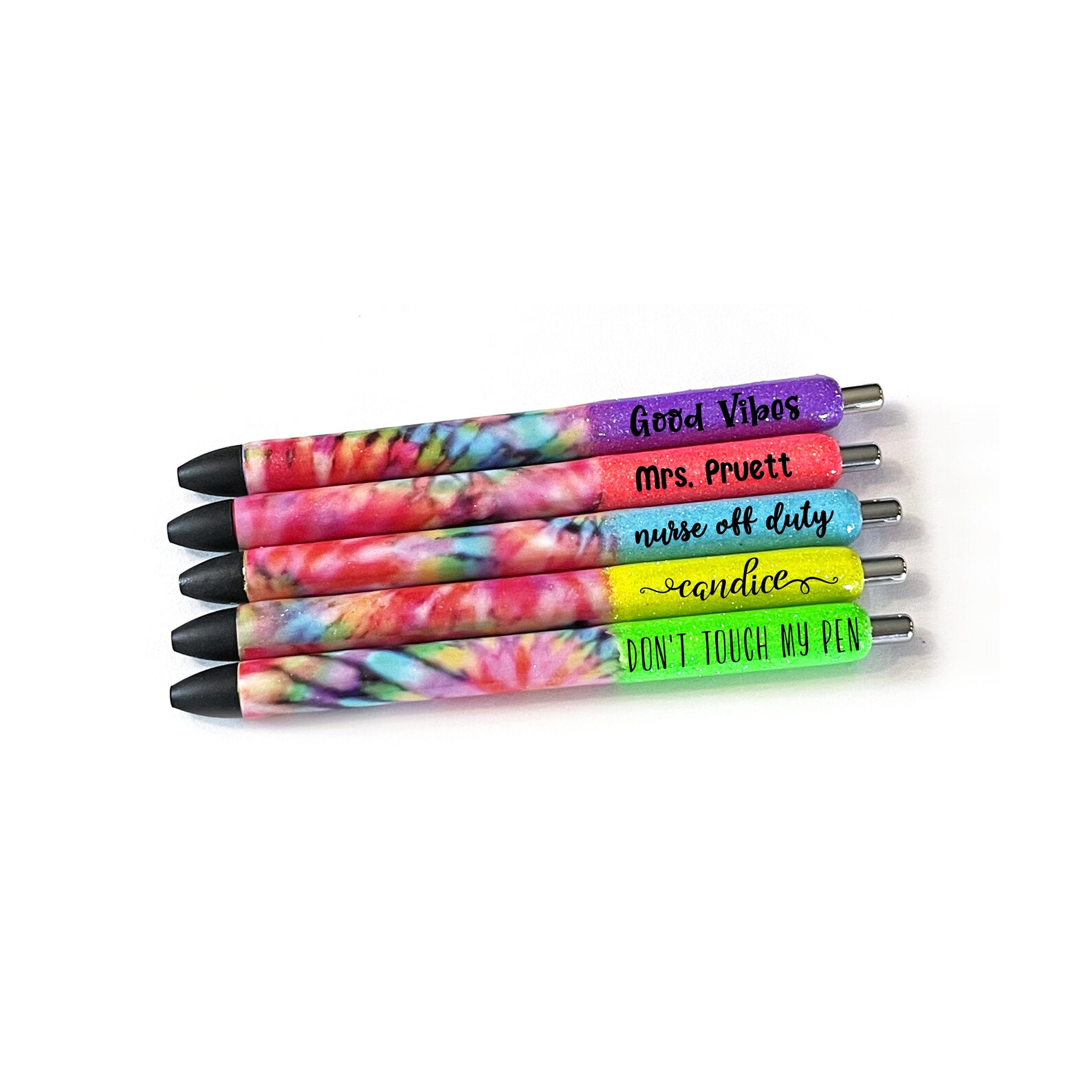 Neon Tie Dye Glitter Gel Pens || Refillable Personalized Gel Pen || Tie ...