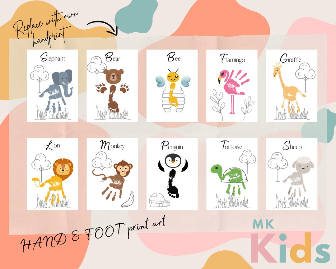 10 Plus 3 Free Kids Hand Foot Print Art, Kids at Home Art, Kids Craft ...