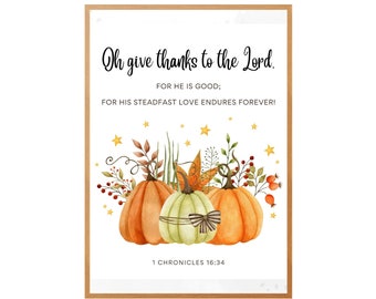 Give Thanks to the Lord 1 Chronicles 16:34 Scripture Wall - Etsy