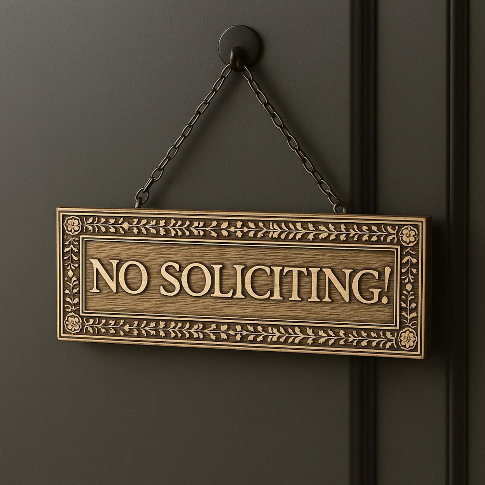 No Soliciting Sign, Laser Engraved Wooden Sign, Rustic Floral Design ...