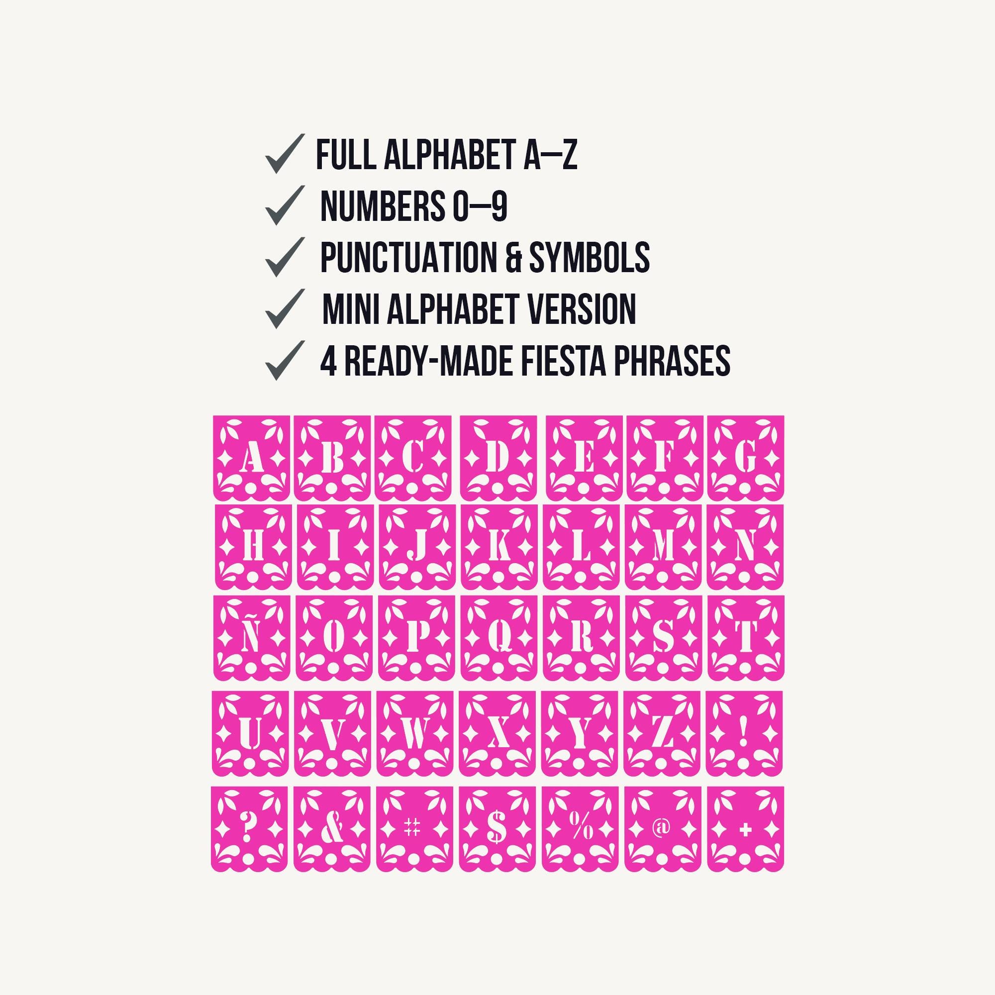 Papel Picado Alphabet & Numbers SVG Bundle. Large + Mini Cut Files ...