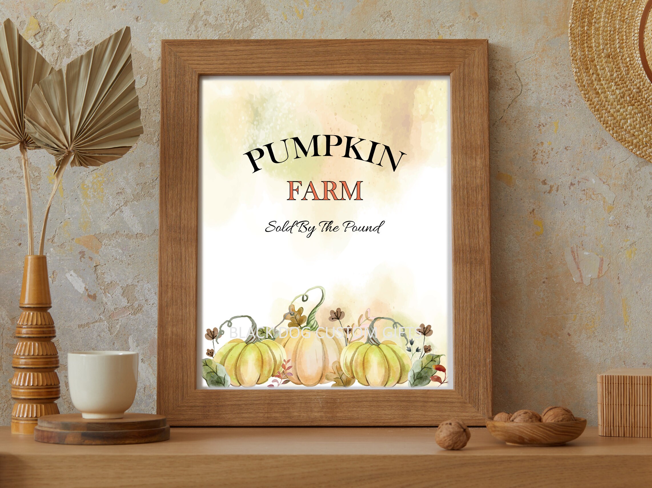 Pumpkin Autumn Art Print, Watercolor Pumpkin Print, Fall Printable Wall ...