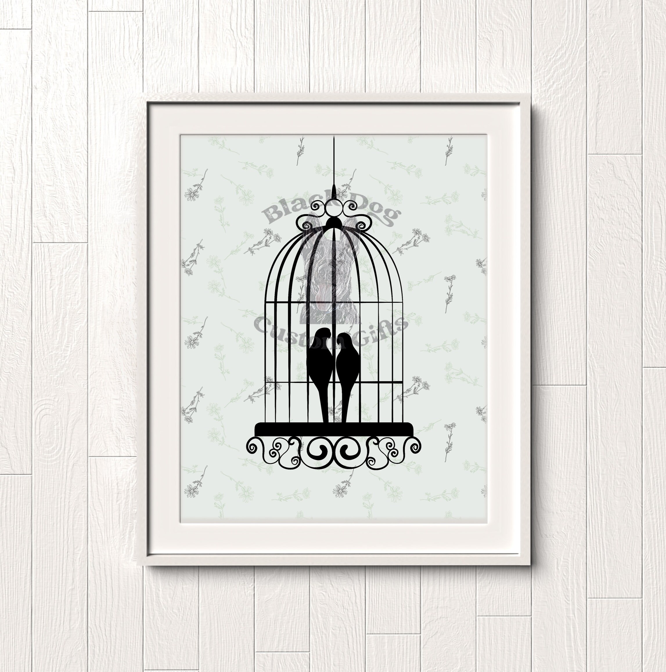 Love Birds In Cage Silhouette