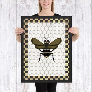 Queen Bee Gold and Black Honeycomb Harlequin Décor Check Spring Summer ...