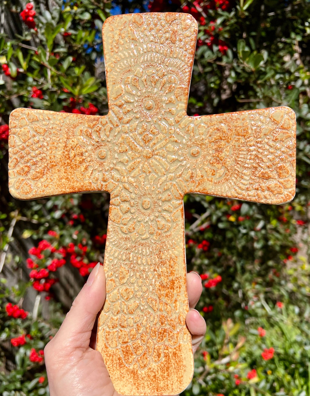 Floral Pattern Porcelain Cross - Etsy