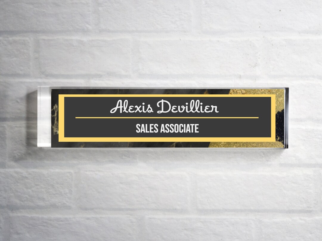 Personalized Desk Name Plate for Office Desk Marble Design on Acrylic ...
