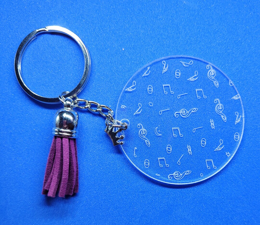 Music Notes Engraved Acrylic Keychain Bag Tag Backpack Dangle Purse ...