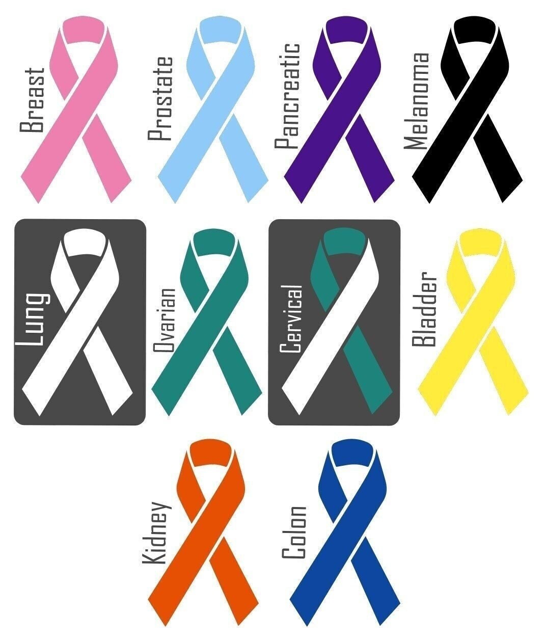 Cancer Awareness Ribbon Decal for Cars, Windows, Laptops, Mirrors ...