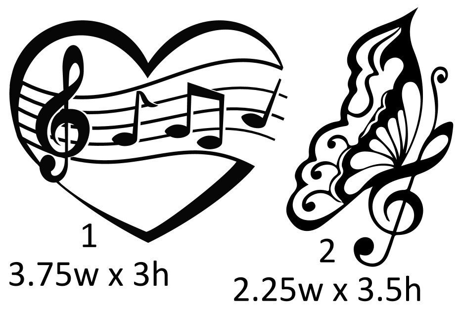 Music Note Decal Choose Color and Design for Cars, Windows, Laptops ...