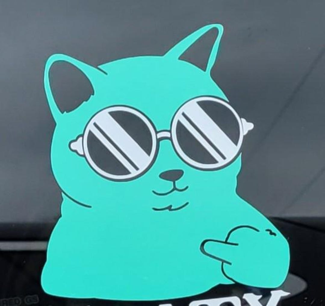 Cat Flipping the Bird Wearing Sunglasses Decal. Cat Color Choice for ...