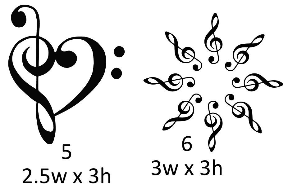 Music Note Decal Choose Color and Design for Cars, Windows, Laptops ...