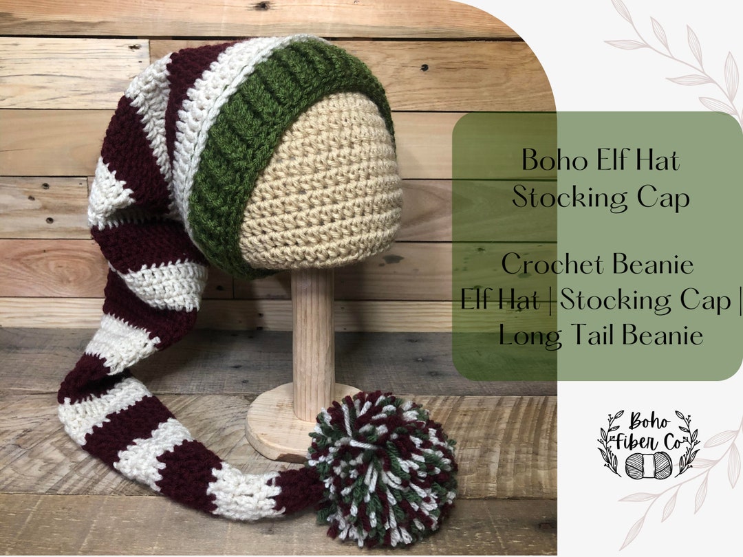 Boho Elf Hat Stocking Cap Crochet Beanie Elf Hat Long - Etsy