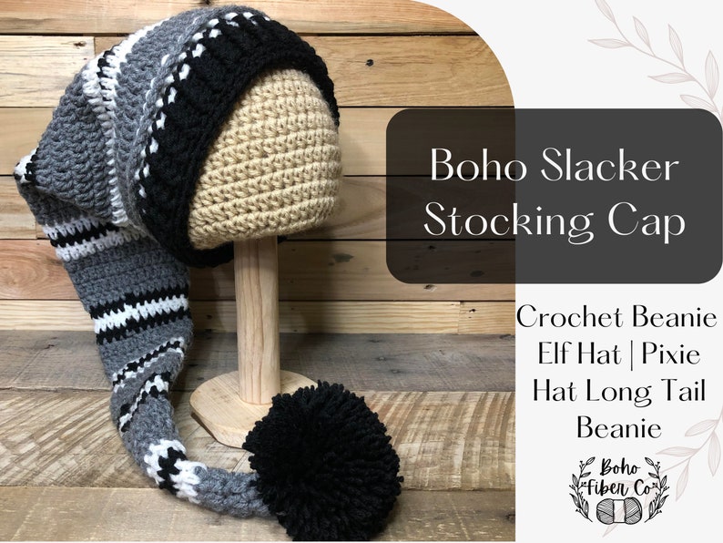 Boho Slacker Stocking Cap Crochet Beanie Elf Hat Pixie - Etsy