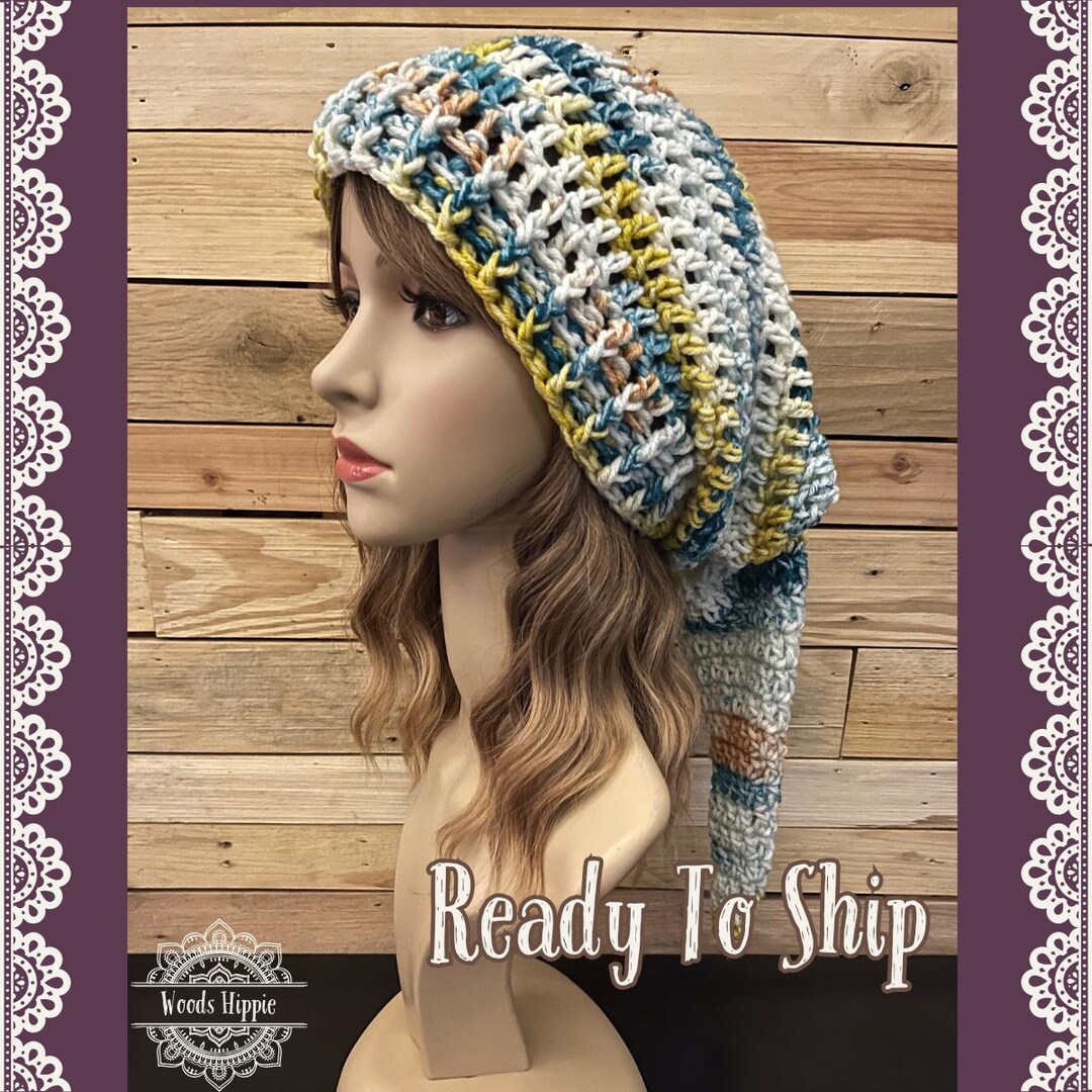 Teal Business Mid Length Stocking Cap | Crochet Beanie | Elf Hat | Long ...