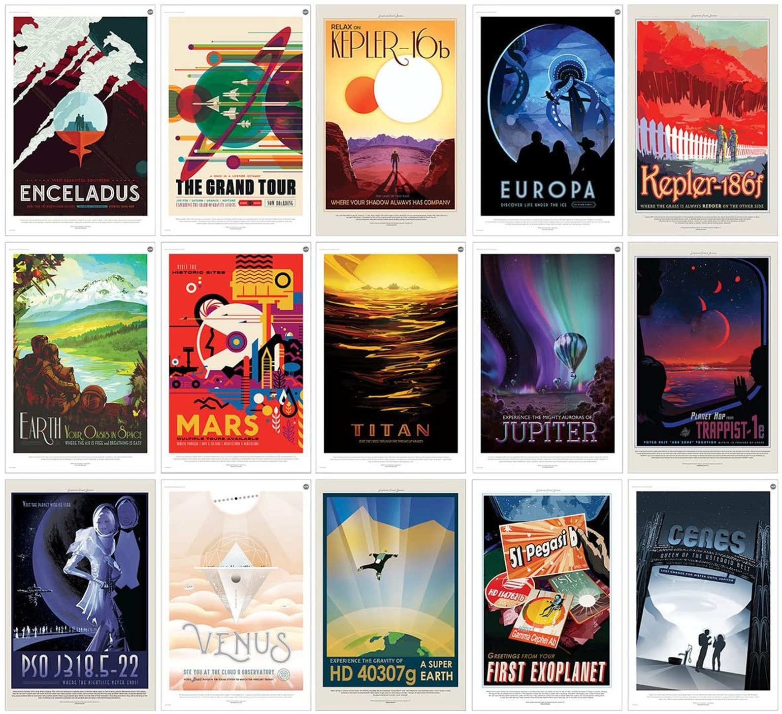 NASA JPL Full 16pc Poster Set "visions of the Future" Travel Posters ...
