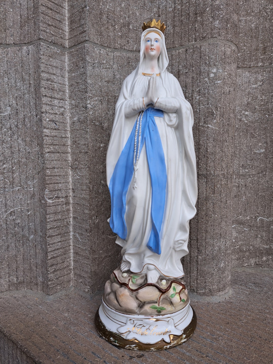 Antique Hand-painted Porcelain Bisque France Notre Dame Our Lady of ...