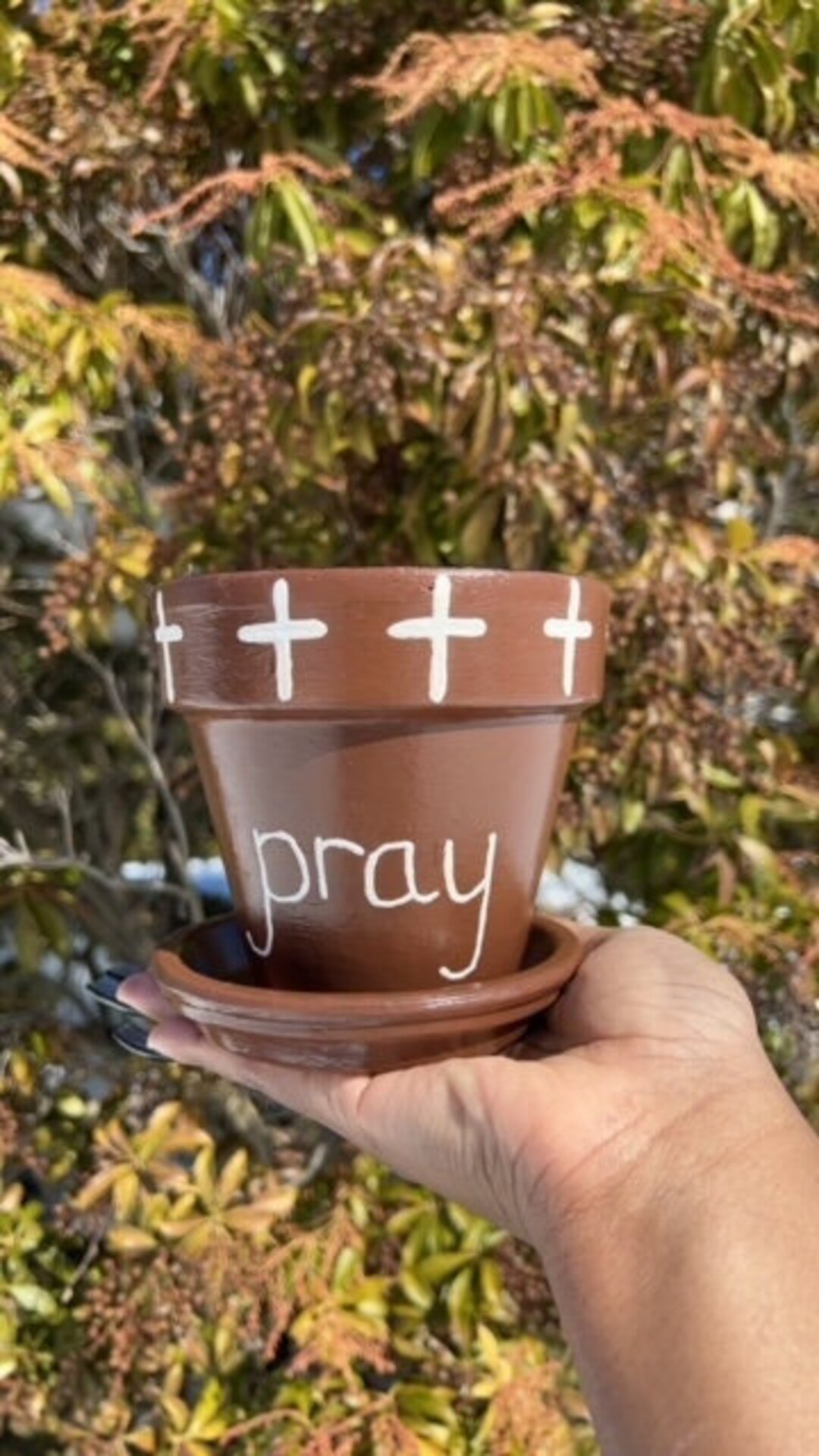 Prayer Hand-painted Terracotta Pot|indoor Planter|dorm/home Decor ...