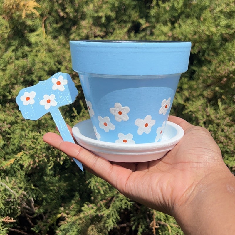 Painted Flower Pot - Etsy