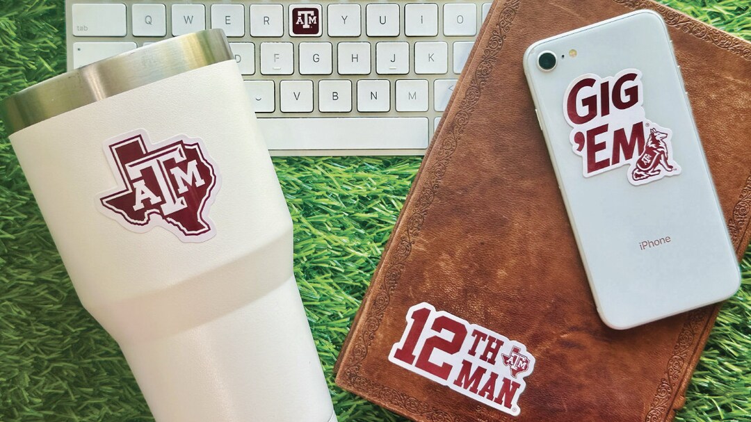 Texas A&M Stickers (14 Pieces) 2 Car Window (5") + 10 Waterbottle (2 ...