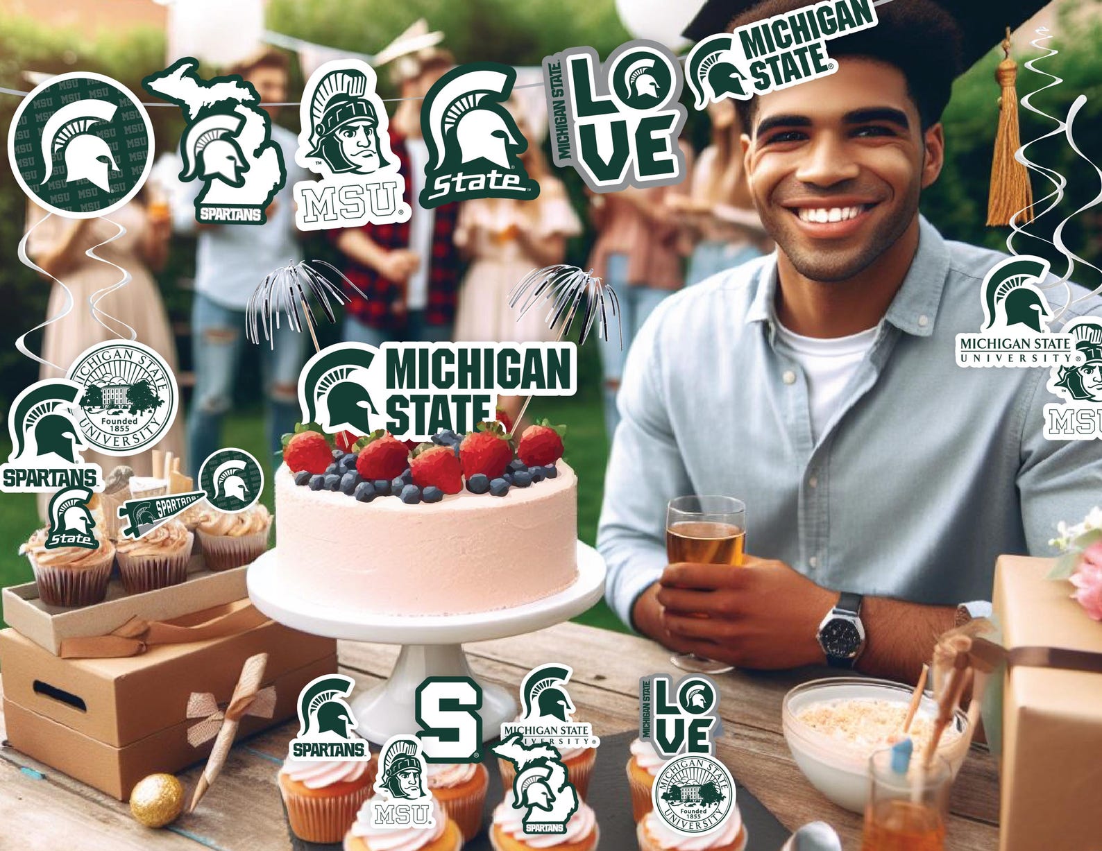 Michigan State Party Supplies Birthday Party, Michigan State Graduation ...