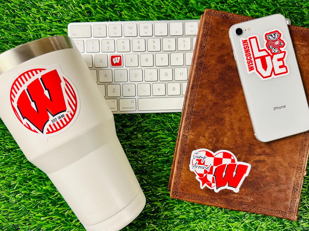 Wisconsin Stickers (14 Pieces) 2 Car Window (5") + 10 Waterbottle (2 ...