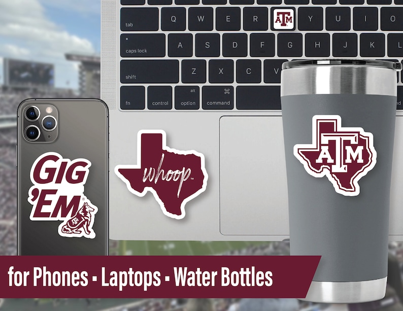 Texas A&M Stickers (14 Pieces) 2 Car Window (5") + 10 Waterbottle (2 ...