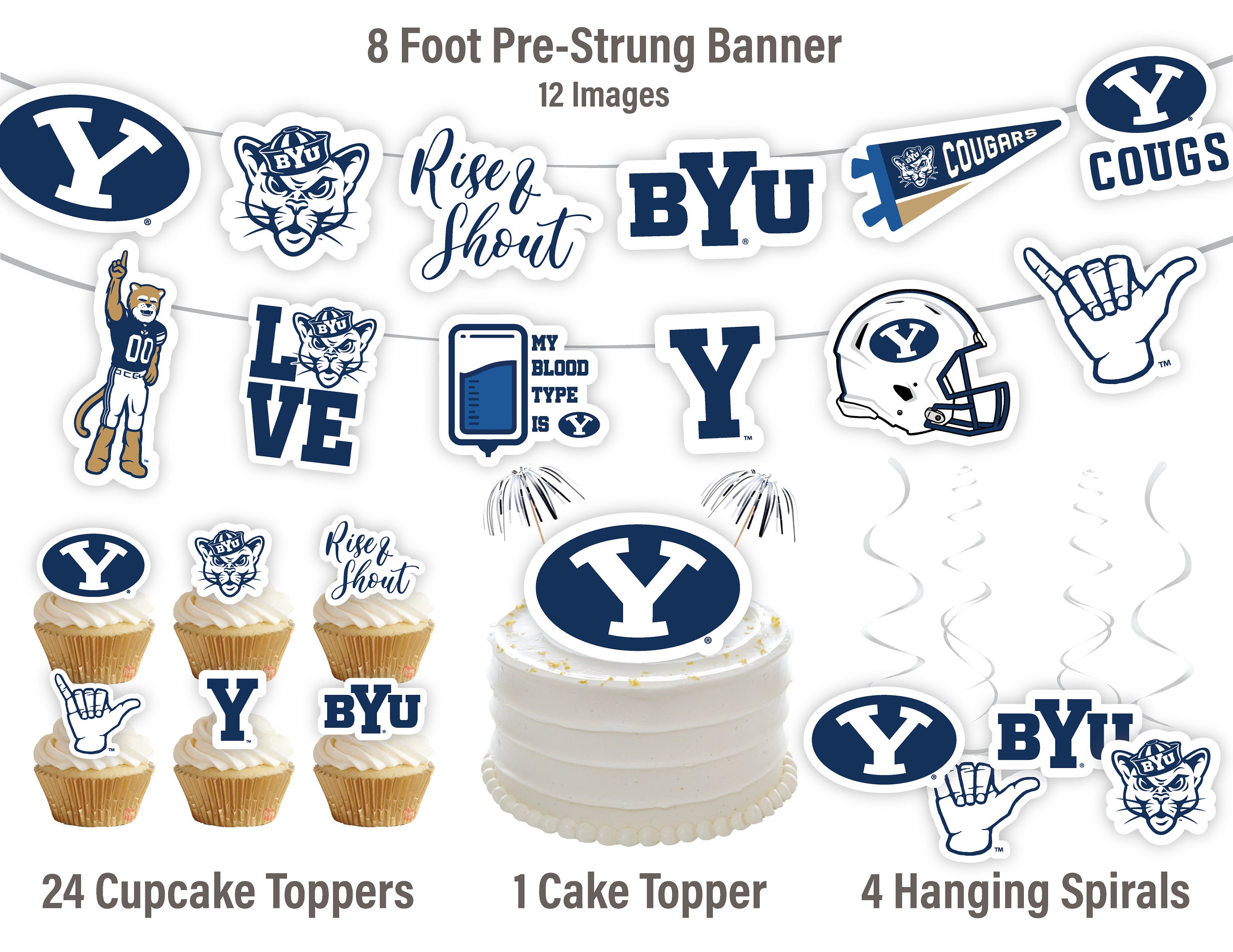BYU Cougars Party Supplies, Birthday, Graduation Decorations, Football ...