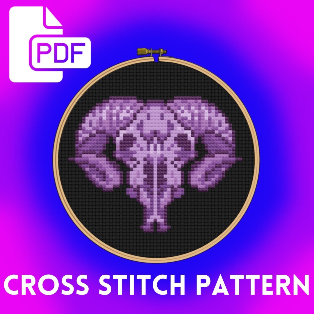 Ram Cross Stitch Pattern PDF - Embroidery Needlework Oddity Spooky ...