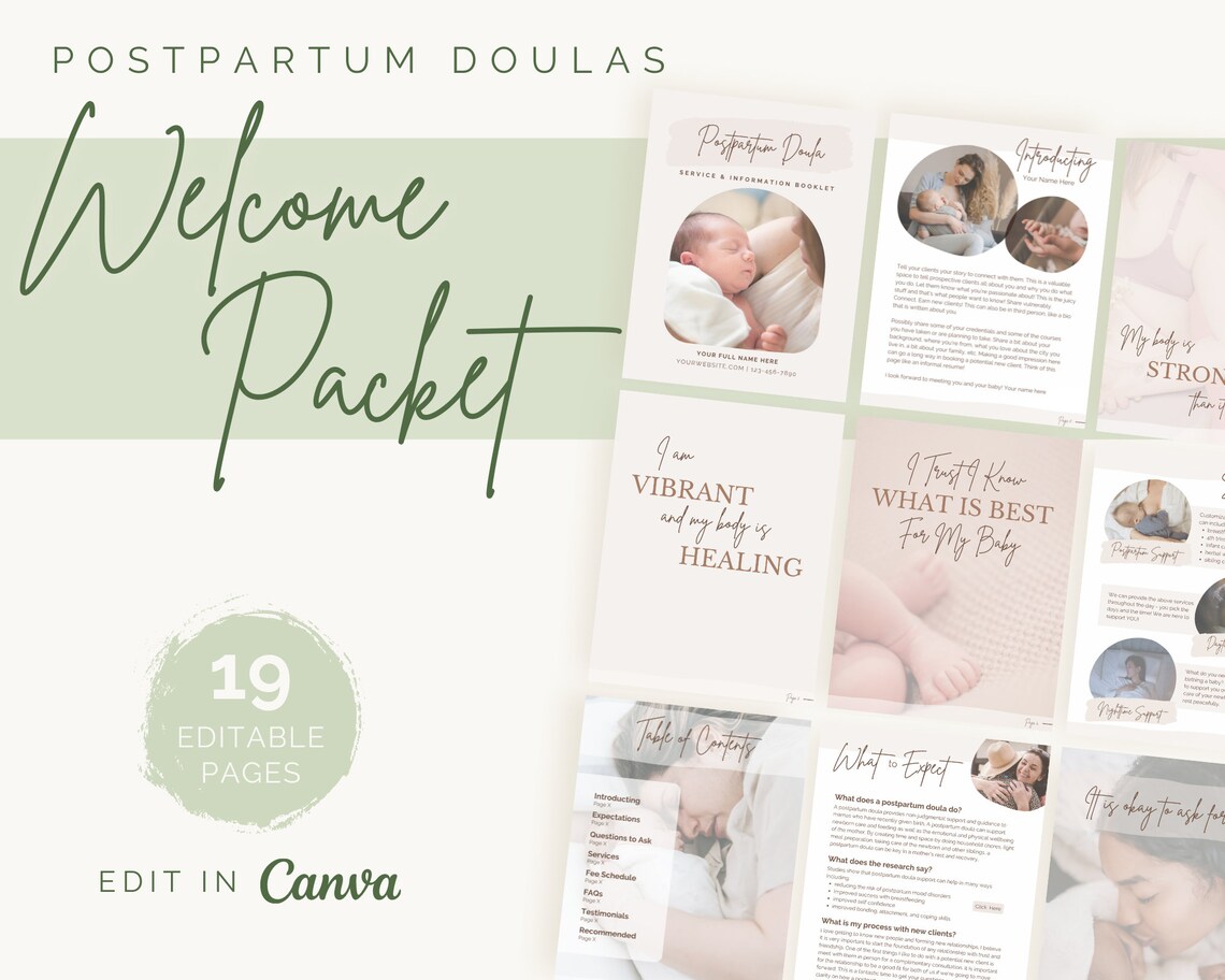 Postpartum Doula Client Welcome Packet | Customizable | Printable ...