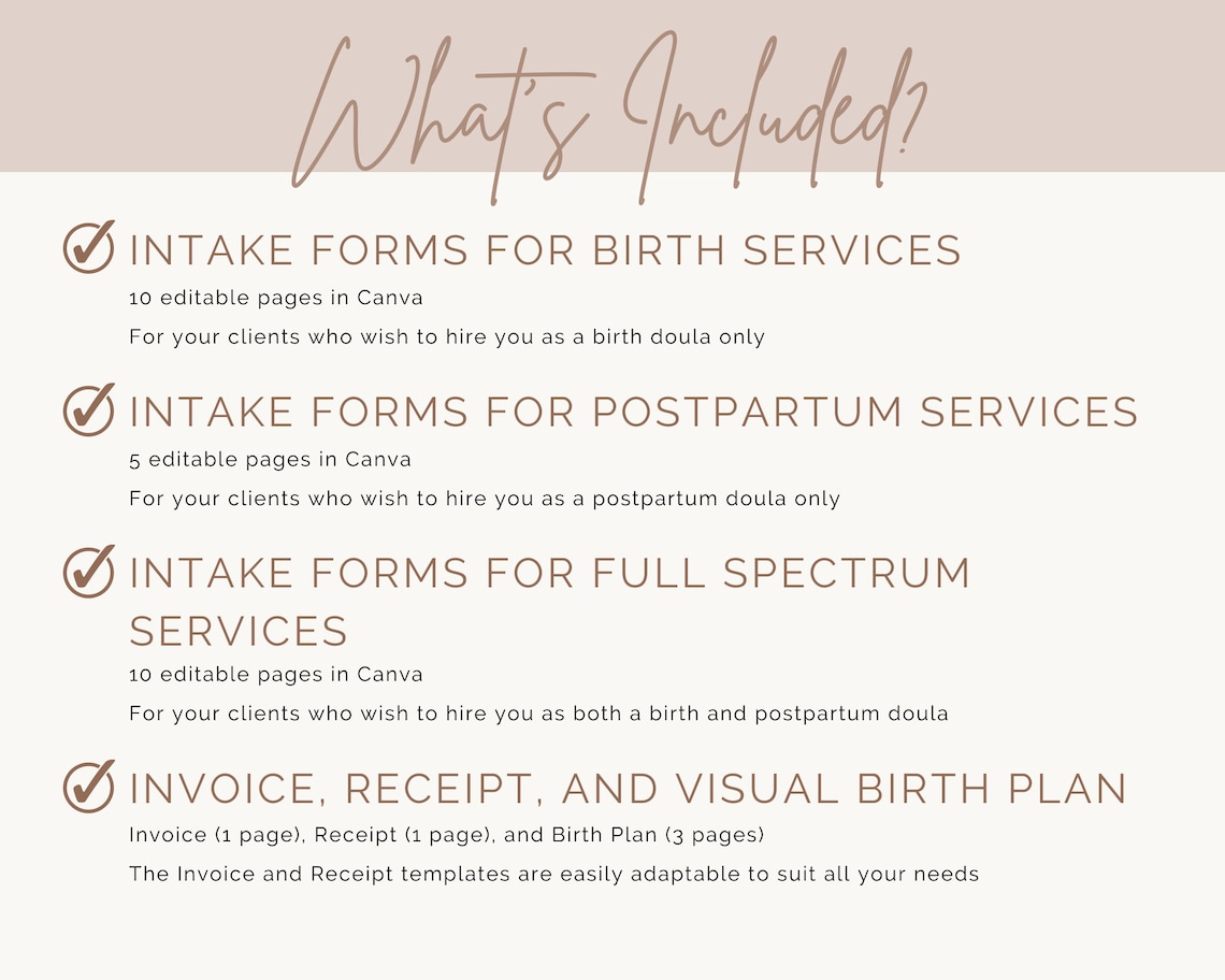 Full Spectrum Doula Contracts and Intake Forms | Invoice and Receipt ...